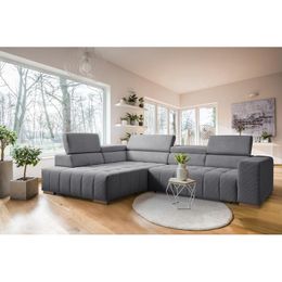 exxpo - sofa fashion Ecksofa &raquo;Elianos, hoher Sitzkomfort, aufwendige Kreuzsteppung im Sitz, L-Form&laquo; Kopfteile & Sitztiefe verstellbar, ohne 