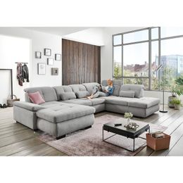 Die PlanBar Ecksofa &raquo;MP-IN16012 L-Form, mit Kaltschaum-Polsterung&laquo; inkl. Sitztiefenverstellung wahlweise mit weiteren Funktionen silber 85% Polyester;