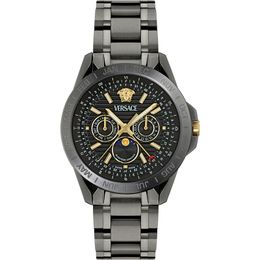 Versace Herren Multifunktionsuhr &raquo;V-GALAXY MOONPHASE&laquo; Quarzuhr,Armbanduhr,Herrenuhr,Swiss Made,Edelstahlarmband,Mondphase grau