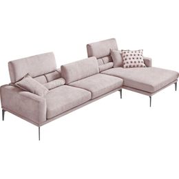 Egoitaliano Ecksofa &raquo;Masu, Design trifft sensationellen Sitzkomfort&laquo; inkl. 2 Kissenrollen, R&uuml;ckenelemente manuell verstellbar, Metallf&uuml;&szlig;e grau Luxus-Micofaser 