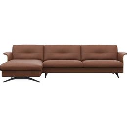 FLEXLUX Ecksofa &raquo;Glow, super bequem durch hochwertigem Sitzaufbau mit Federkern, L-Form&laquo; Modernes skandinavisches Design braun 100% Echteder
