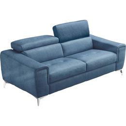 Egoitaliano 2,5-Sitzer &raquo;Francine, Designsofa, Loungesofa, Breite 213 cm, Fu&szlig;farbe chrom&laquo; Designfu&szlig;, Luxus-Microfaser Lederoptik, ozeanblau blau Luxus-Micofaser 