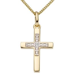 Firetti Damen Kettenanh&auml;nger &raquo;Schmuck Geschenk Gold 333 Halsschmuck Anh&auml;nger f&uuml;r Halskette Kreuz&laquo; () mit Brillant wei&szlig;