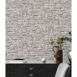 A.S. Cr&eacute;ation Vliestapete &raquo;Bricks & Stones Stein&laquo; gemustert matt neutral leicht strukturiert Steintapete Natursteintapete Tapeten Wohnzimmer Schlafzimmer K&uuml;che grau
