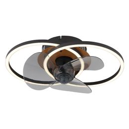Globo LIGHTING Deckenleuchte &raquo;KAREN&laquo; LED-Modul 1 Stk. warmwei&szlig; - kaltwei&szlig; Deckenventilator, Deckenlampe, moderner Ventilator, Holz Optik schwarz