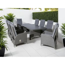Konifera Garten-Essgruppe &raquo;&raquo;Newcastle&laquo;&laquo; Set, 8 Sessel, R&uuml;ckenlehne verstellbar, Tisch 100x230x75 cm, inkl. Auflagen, 17 Stk. tlg. Aluminium/Polyrattan