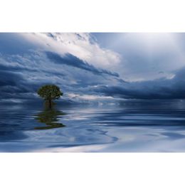 papermoon Fototapete &raquo;MEER WOLKEN-BAUM BEACH STRAND PANORAMA HIMMEL WELLEN&laquo; bunt Vlies