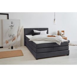 OTTO products Boxspringbett &raquo;Peetu&laquo; Taschenfederkern-Matratze, in 4 Breiten und 4 Farben, incl. Topper schwarz Struktur fein aus 100%-recyceltem 