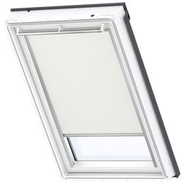 Velux Verdunklungsrollo &raquo;DKL Y85 1085S&laquo; verdunkelnd Verdunkelung ohne Bohren in F&uuml;hrungsschienen alufarbene F&uuml;hrungsschienen & Griffleiste beige 