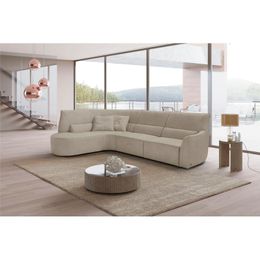 Egoitaliano Ecksofa &raquo;Puffy, extravagant & edel, Retro Designsofa, hoher Sitzkomfort, L-Form&laquo; mit Ottomane, wahlweise mit und ohne elektrischer Relaxfunktion grau 