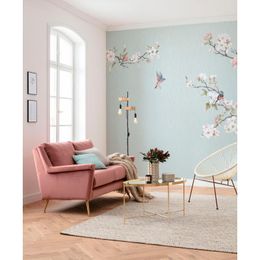 Komar Fototapete &raquo;Digitaldruck Vlies - Apple Blossom - Gr&ouml;&szlig;e 300 x 250 cm&laquo; bedruckt glatt Wohnzimmer, Schlafzimmer blau Vlies
