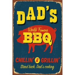 queence Metallbild &raquo;DAD'S BBQ&laquo; Getr&auml;nke Schriftzug Schriftz&uuml;ge Spr&uuml;che Spr&uuml;che & Texte Tiere Stahlschild, Blechschild, Spr&uuml;che, Texte, witzig, Bier, 
