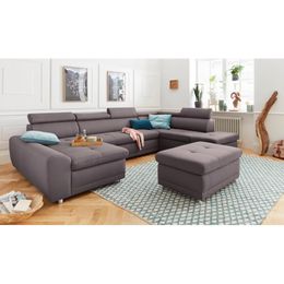 Sit & More sit&more Wohnlandschaft &raquo;Riva U-Form&laquo; wahlweise mit Bettfunktion grau Struktur (100% Polyester);Flachgewebe (100% Polyester);Luxus-Microfaser (100% 