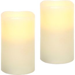 I.GE.A. LED-Kerze &raquo;LED-Kerzen Flackernd Warmwei&szlig; 2er Set Stumpenkerze Deko Valentinstag&laquo; Romantische Dekoration Creme Echtwachs romantisch beige 