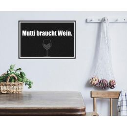 queence Metallbild &raquo;Mutti braucht Wein&laquo; Getr&auml;nke Schriftzug Schriftz&uuml;ge 1 Stk. tlg. Stahlschilder wei&szlig; Metall, Stahl