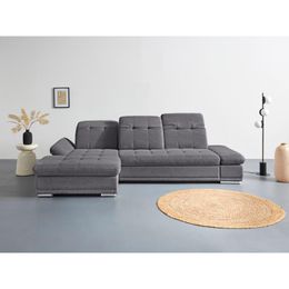 COTTA Ecksofa &raquo;Holiday L-Form mit Sitztiefen-, Armteil- und Kopfteilverstellung&laquo; wahlweise mit Bettfunktion & Bettkasten grau 90% Polyester, 10% 