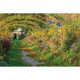 papermoon Fototapete &raquo;MONETS GARTEN-GIVERNY BLUMEN ALLEE PERGOLA K&Uuml;NSTLER WEG&laquo; bunt Vlies