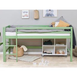 Hoppekids Hochbett &raquo;ECO Dream MY COLOR&laquo; Set, Bett, 90x200, umbaubar in Einzelbett, 4 Farben gr&uuml;n Kiefer massiv