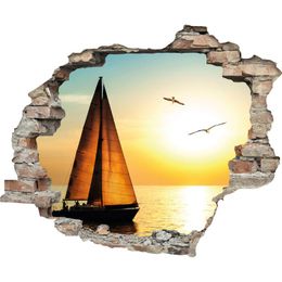 queence Wandtattoo &raquo;Segelboot&laquo; Wandsticker, Wandbild, selbstklebend, 3D, Wanddurchbruch orange