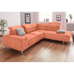 Sit & More sit&more Ecksofa &raquo;Mariola L-Form&laquo; mit Federkern und Ottomane, inklusive Sitztiefenverstellung orange Luxus-Microfaser (100% Polyester);Struktur (100% 