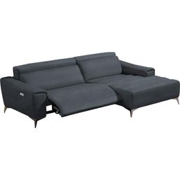 Egoitaliano Ecksofa &raquo;Suzette, Designsofa mit hohem Sitzkomfort&laquo; mit Recamiere, inkl. 1 elektronischen Relaxfunktion, L-Form grau