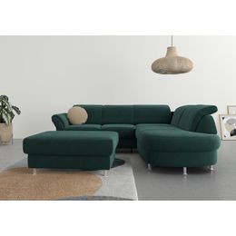 Sit & More sit&more Ecksofa &raquo;Apulia L-Form&laquo; wahlweise Bettfunktion, Bettkasten und Kopf- und Armteilverstellung gr&uuml;n Webstoff (100% Polyester);Struktur weich (90
