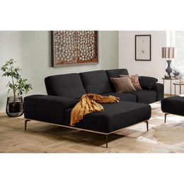 W.Schillig Ecksofa &raquo;run, Designsofa mit tollem Sitzkomfort, L-Form&laquo; mit Holzsockel, F&uuml;&szlig;e in Bronze pulverbeschichtet, Breite 299 cm schwarz Longlife 
