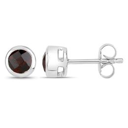 Vira Jewels Damen Paar Ohrstecker &raquo;925-Sterling Silber rhodiniert gl&auml;nzend Granat rot rund&laquo; wei&szlig;