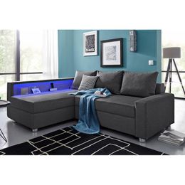 Collection AB Ecksofa &raquo;Relax L-Form&laquo; inklusive Bettfunktion, Federkern, wahlweise mit RGB-LED-Beleuchtung grau Zierkissen: 100%Polyester;Struktur (100