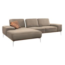 W.Schillig Ecksofa &raquo;run, Designsofa mit tollem Sitzkomfort, L-Form&laquo; mit elegantem Holzsockel, F&uuml;&szlig;e in Chrom gl&auml;nzend, Breite 279 cm beige Longlife 