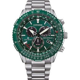 Citizen Herren Funkchronograph &raquo;Promaster Sky&laquo; Armbanduhr, Herrenuhr, Solar, Stoppfunktion, bis 20 bar wasserdicht silber