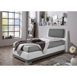 Maintal Boxspringbett verstellbare Kopfst&uuml;tze grau Strukturstoff-Bezug 100% Polyester;Kunstleder 100% PU;Bezug der Spiegelfl&auml;che Matratzendrell aus 100% 