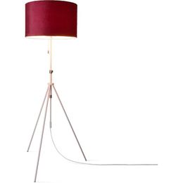 Paco Home Stehlampe &raquo;Naomi uni Color&laquo; E27 Wohnzimmer H&ouml;henverstellbar 121,5 bis 176,5 cm Zugschalter Velour wei&szlig;