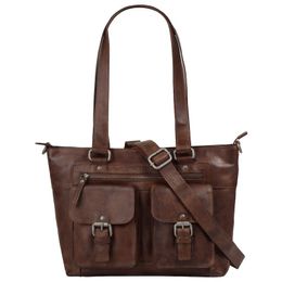 SPIKES & SPARROW Spikes & Sparrow Damen Shopper echt Leder braun