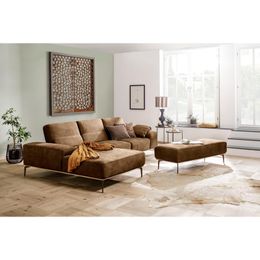 W.Schillig Ecksofa &raquo;run, Designsofa mit tollem Sitzkomfort, L-Form&laquo; mit Holzsockel, F&uuml;&szlig;e in Bronze pulverbeschichtet, Breite 299 cm braun Longlife 