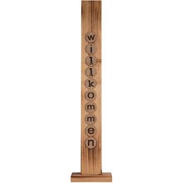 N&auml;ve n&auml;ve LED Dekoobjekt &raquo;Willkommen&laquo; LED-Board 1 Stk. Warmwei&szlig; Holz-Stehleuchte, H&ouml;he ca. 82cm, Batteriebetrieben beige