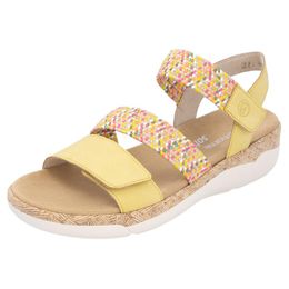 Remonte Damen Keilsandalette Riemchensandale, Bequemschuh, Sommerschuh mit Soft-Fu&szlig;bett gelb 36