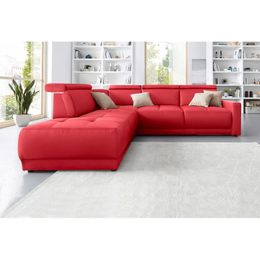 DOMO collection Ecksofa &raquo;Ava, moderne Sitzheftung mit toller Doppelnaht, komfortabel, L-Form&laquo; mit Ottomane, inkl. Federkern, wahlweise mit 