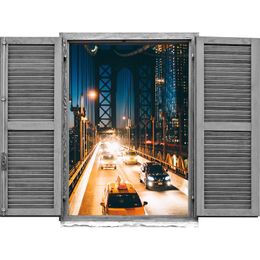 queence Wandtattoo &raquo;Autobahnbr&uuml;cke&laquo; Wandsticker, Wandbild, selbstklebend, 3D, Fenster bunt