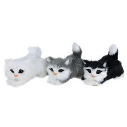 I.GE.A. Dekofigur &raquo;Tierfigur mini Katzen 3er Set&laquo; Kunstfell Statue Ornament Dekotier Deko-Objekt Pelztier Pl&uuml;schtier wei&szlig; Polyester