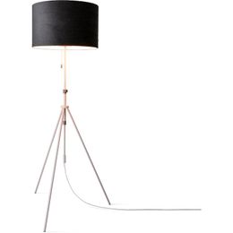 Paco Home Stehlampe &raquo;Naomi uni Color&laquo; E27 Wohnzimmer H&ouml;henverstellbar 121,5 bis 176,5 cm Zugschalter Velour wei&szlig;