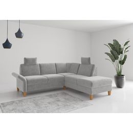 Home Affaire Ecksofa &raquo;Rochelle, L-Form&laquo; wahlweise mit Armteilverstellung, Bettfunktion und Bettkasten grau 100% Polyester