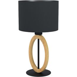 Eglo Tischleuchte &raquo;BASILDON 1 Tischlampe, Stahl, Holz und Textil, Nachttischlampe, Lampe&laquo; E27 1 Stk. Tischleuchte, L42,5 x H42,5 cm x &Oslash;23 cm, schwarz,