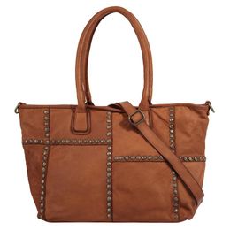 Samantha Look Damen Shopper echt Leder, Made in Italy braun