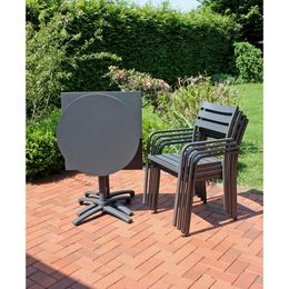 Garden Pleasure Garten-Essgruppe &raquo;, Tischgruppe &raquo;AMIRA 10&laquo;&laquo; Set, 7 Stk. tlg. 6 St&uuml;hle (stapelbar), 1x Ausziehtisch LxB: 195-240 x100 cm grau Aluminium