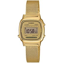 CASIO VINTAGE Damen CASIO VINTAGE Chronograph Quarzuhr, Armbanduhr, Damenuhr, Digitaluhr, Datum, Edelstahlarmband gold
