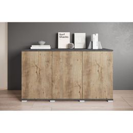 OTTO home Sideboard &raquo;Kenia, moderne grifflose Kommode mit 3 T&uuml;ren, Breite 120 cm&laquo; 1 Stk. tlg. Push-to-Open-Fronten, h&ouml;henverstellbaren Einlegeb&ouml;den 