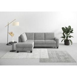 Home Affaire Ecksofa &raquo;Summer L-Form&laquo; mit Ottomane, mit oder ohne Bettfunktion und Bettkasten, Cord-Bezug silber 100% Polyester