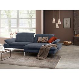 W.Schillig Ecksofa &raquo;enjoy&MORE, mit tollem Sitzkomfort, elegant und bequem, L-Form&laquo; mit Sitztiefenverstellung, F&uuml;&szlig;e silber matt, Breite 294 cm blau 