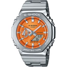 Casio G-Shock Herren Casio G-SHOCK Chronograph Quarzuhr Armbanduhr,Herren,digital,bis 20bar wasserd.,Edelstahlarmband silber